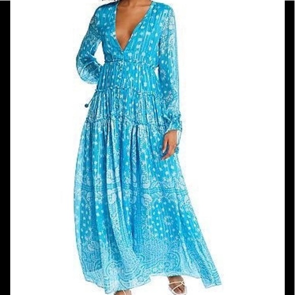 Rococo Sand | Dresses | Rococo Sand Nwt Nyx Aqua Blue Printed Tiered ...